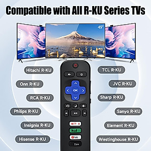 maqsai New Remote Control for R-KU -TV,Compatible TCL R-KU/Hisense R-KU/Onn R-KU/Sharp R-KU/Element R-KU/Westinghouse R-KU/Philips R-KU/Insignia R-KU/Jvc R-KU/RCA Smart TVs 【Pack of 2】