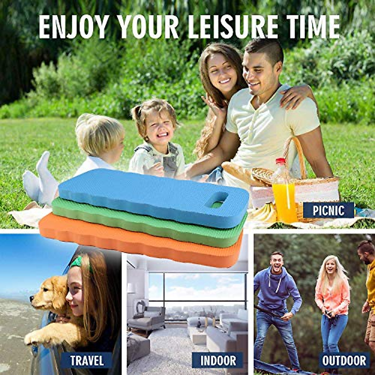 FREEHAWK Garden Kneeler Pad Kneeling Mat for Gardening, Baby Bath, Floor Cleaning, Yoga, Prayers & Exercise High Density Foam Kneeler Gardening Seat Cushion 3-Pack 16.3" x 7.48" x 0.78"