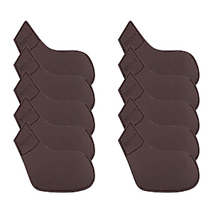 GOCHSS I Golf Iron Headcovers 10pcs PU Fit Both Right-Handed Clubs Golf Club Protector for Titleist Callaway Ping Taylormade Fit More Brands Golf Iron. (Brown)
