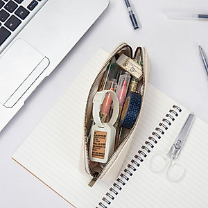 YONBEN Canvas Pencil Case -Cotton Canvas and Simple Multifunctional Pencil Bag, Zipper Portable Pencil Storage (Black)