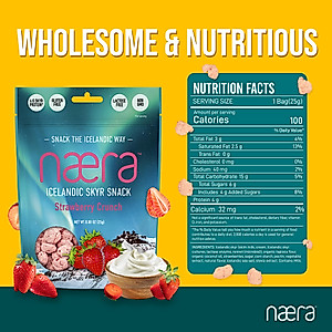 Næra Icelandic - 5-Pack Strawberry (Icelandic Skyr) Crunch Protein Snacks, GMO-Free, Gluten-Free Protein Snacks, Lactose-Free Individual Snacks, Snacks for Adults & Kids, (0.88 oz ea)