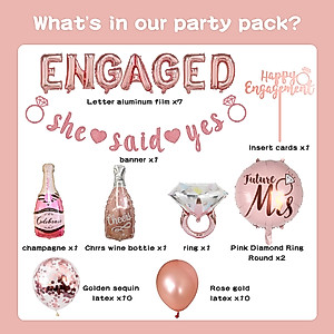 Engaged Balloons Engagement Party Decorations - She Said Yes Banner Engagement Ring Foil Balloon Just Engaged Soon To Be Future Mrs And Mr Party Supplies For Bridal Shower Wedding Valentine's Day