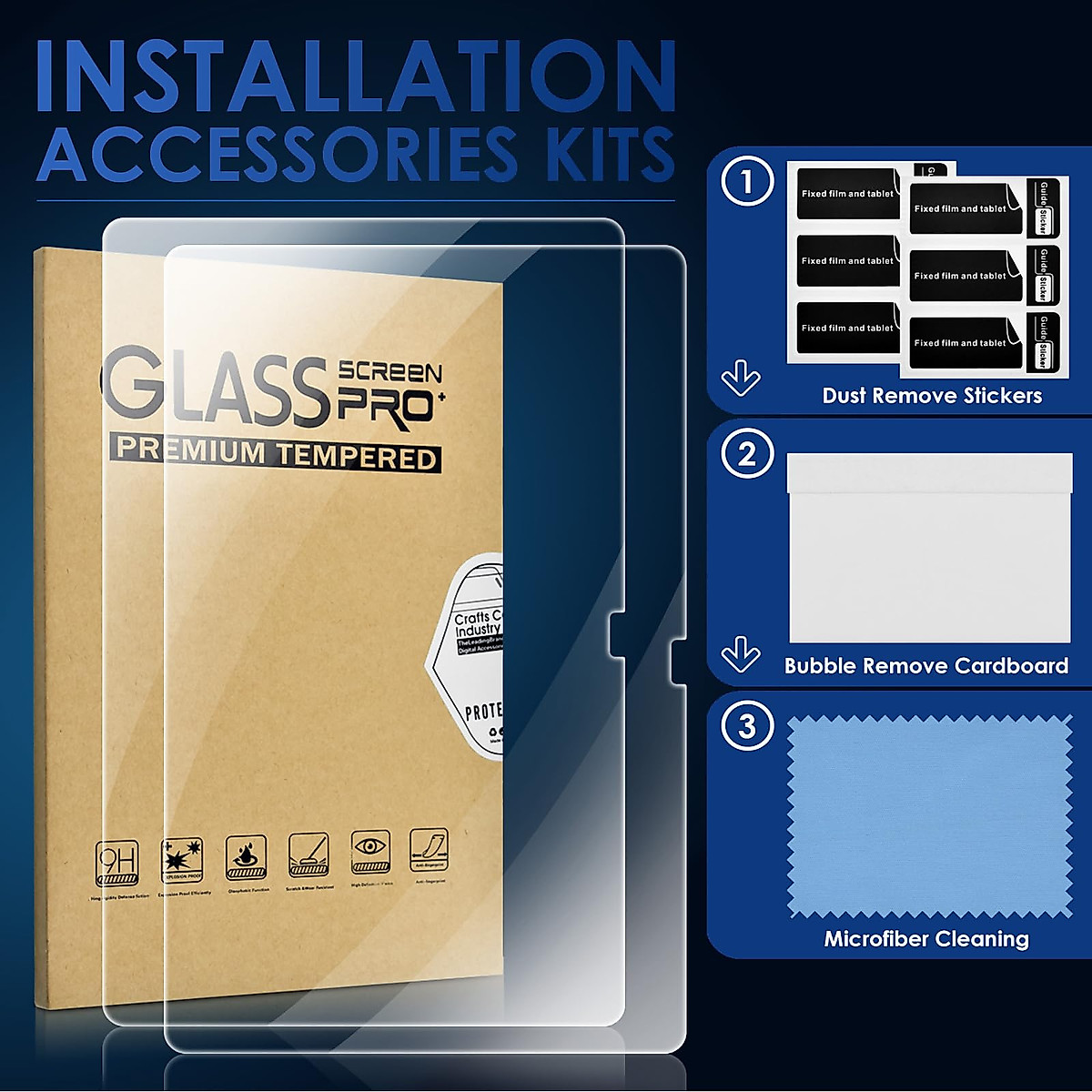 DETUOSI 【2-PACK】 Screen Protector for Samsung Galaxy Tab S10+ Plus/ S9 Plus/ S9 FE Plus/ S8 Plus/ S7 FE/ S7 Plus 12.4" Android Tablet Tempered Glass Film for SM-X810/ X818/ X610/ X800/ T738/ T970