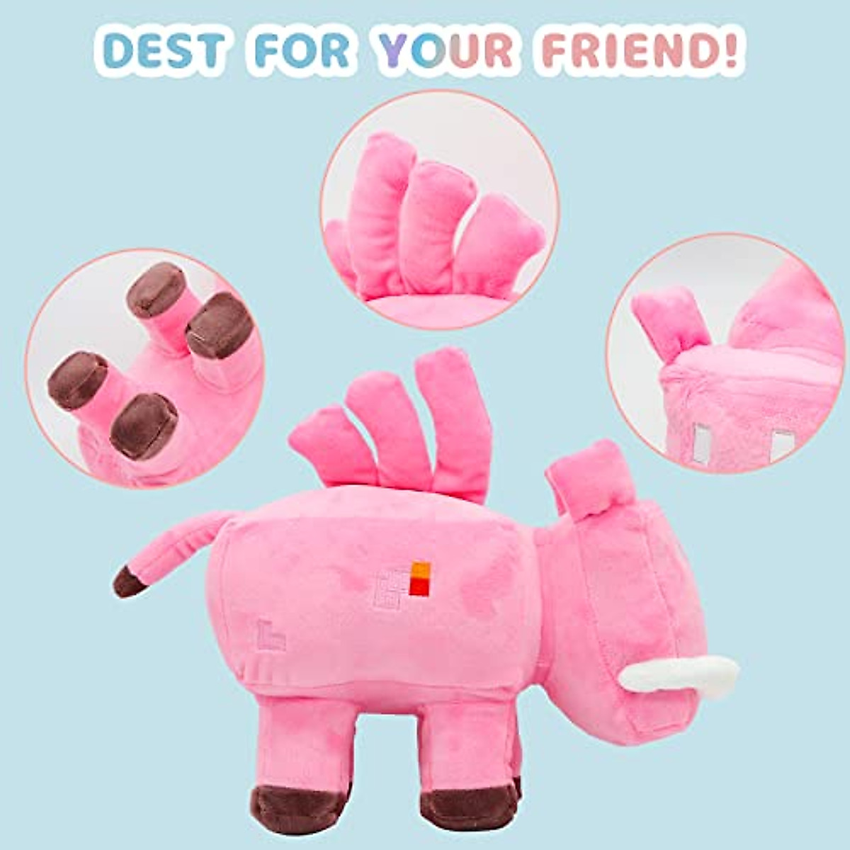 2023 New Minecraft Legends Plush, 10" Long Toothed Pig Plushies Toy for Game Fans Gift, Soft Stuffed Animal Doll for Kids and Adults(Long Toothed Pig)