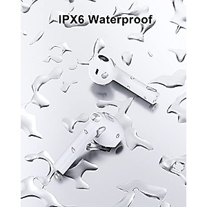 Wireless Earbuds Bluetooth Earphones Built in Mic, Ipx6 Waterproof Ear Buds Clear Call, Deep Bass Headphones with Charging Case, 24 Hrs Playtime, Bluetooth Earbuds Compatible for iPhone Android White
