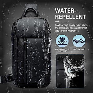 Tfro & Cile Sling Bag for Men Crossbody Bags Shoulder Backpacks Casual Daypack Bag Black Chest Backpack for Hiking Ridding