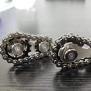 Bitopbi Sprocket Fidgets Chain Stainless Steel Fidget Cube Gears Linkage Bike Chain Novelty Fidget Block Kinetic Desk Toy Metal EDC Focus Meditation Break Bad Habits ADHD (Gunmetal)