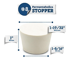 Fermentation Rubber Stoppers Solid Bungs - #8 Rubber Stopper - 4 Pack