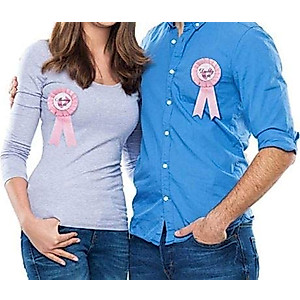 Daddy to be & Mom to be Tinplate Badge Pin - Baby Shower Button New Dad Gifts Gender Reveals Party Baby Girl Pink Rosette Button Baby Celebration (Pink)