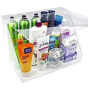 Sorbus® Acrylic Cosmetics Makeup Organizer Storage Case Palette Holder Display with Slanted Front Open Lid-Cosmetic Storage for Makeup, Brushes, Perfumes, Skincare.