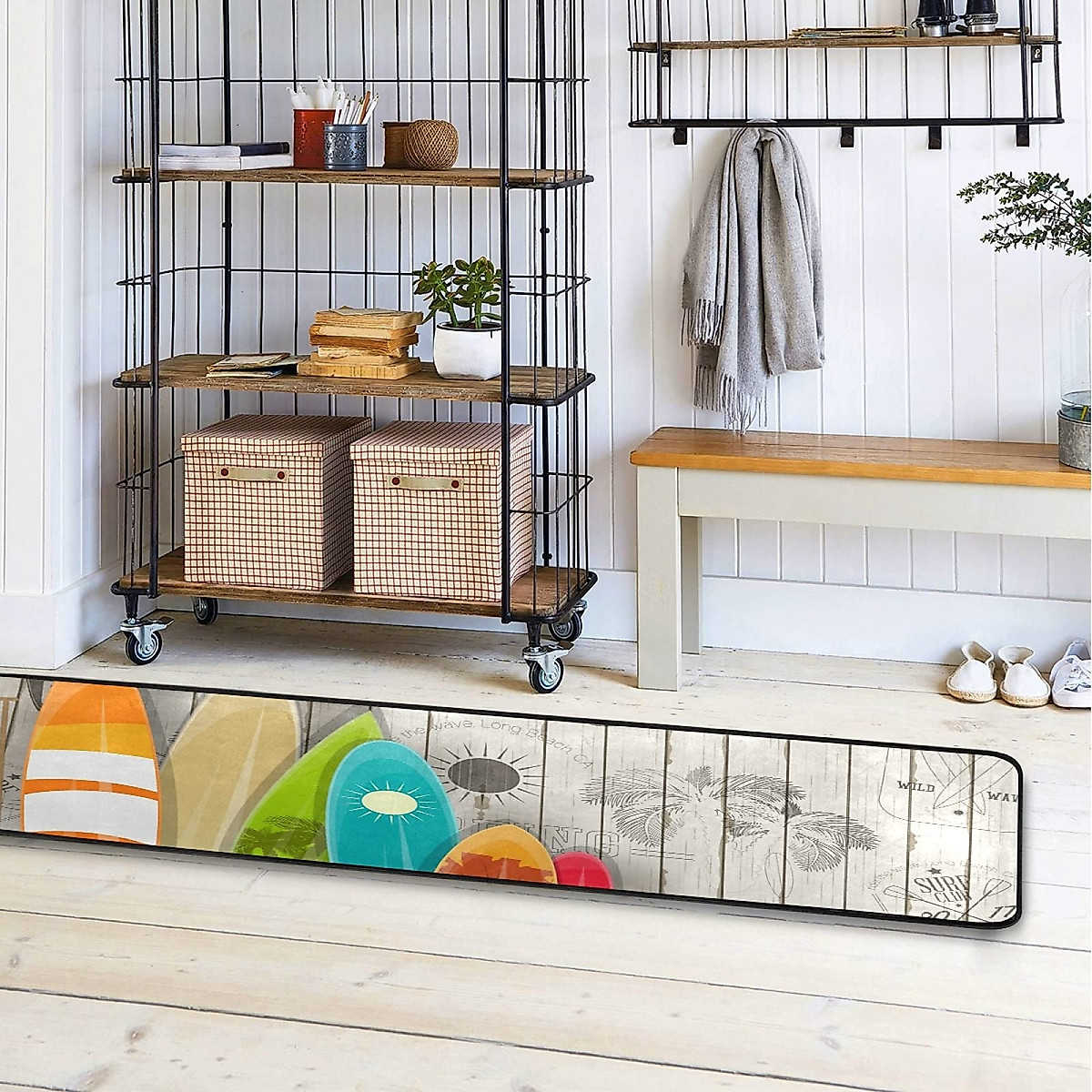 Bath Rug Runner Non Slip Area Mat Rugs for Bathroom Kitchen Entryway Shaggy Rug Soft Bedroom Carpet 72"x 24", Colorful