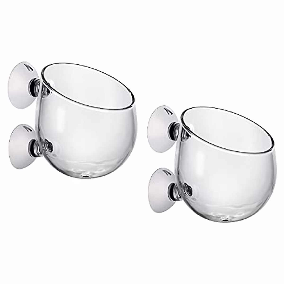 DS. DISTINCTIVE STYLE Aquatic Plant Cups 2 Pieces Crystal Glass Plant Pot with 2 Suction Cups for Aquarium Decoration