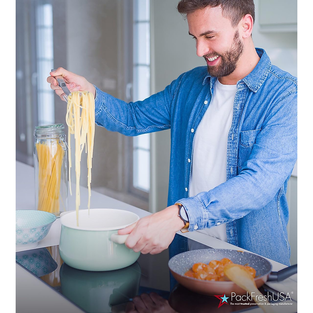 PackFreshUSA: Pint (6" x 7.5" x 3") AirTight Seal-Top Stand-Up Mylar Pouch Bags Long-Term Food Storage - Premium Century 7 Mil Thick (Per Side) - Resealable - Heat Sealable - Food Grade - Pack of 100