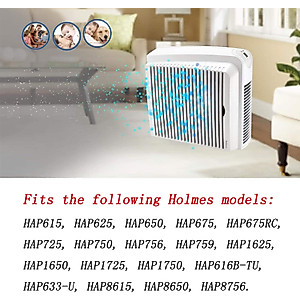 HAPF600 True HEPA Filter 3 Pack Compatiable with Holmes B Filter - Replace for HAPF600D HAP615 HAP625 HAP650 HAP675RC HAP725 HAP750 HAP1625 HAP1650 HAP1725 HAP1750