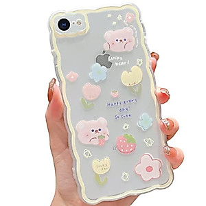 SZXYCZL Compatible with iPhone 7/8 SE Case Cute Cartoon Floral Butterfly Design for Women Girls Aesthetic Kawaii Slim Soft TPU Transparent Cover for iPhone 7/8 SE 4.7 inch (Yellow)