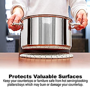 Round Cotton Trivets Set of 4 in Glam by Beets & Berry, 7 inch and 9 inch Diameter, Pot Holders, Hot Pads, Hot Mats, 100% Pure Eco Cotton, Boho, Farmhouse, Mid Century Modern, Kitchen Decor