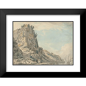 ArtDirect Francis Wheatley 24x18 Black Modern Frame and Double Matted Museum Art Print Titled - St. Vincent's Rock, Clifton, Bristol with Hotwell's Spring House in the Distance
