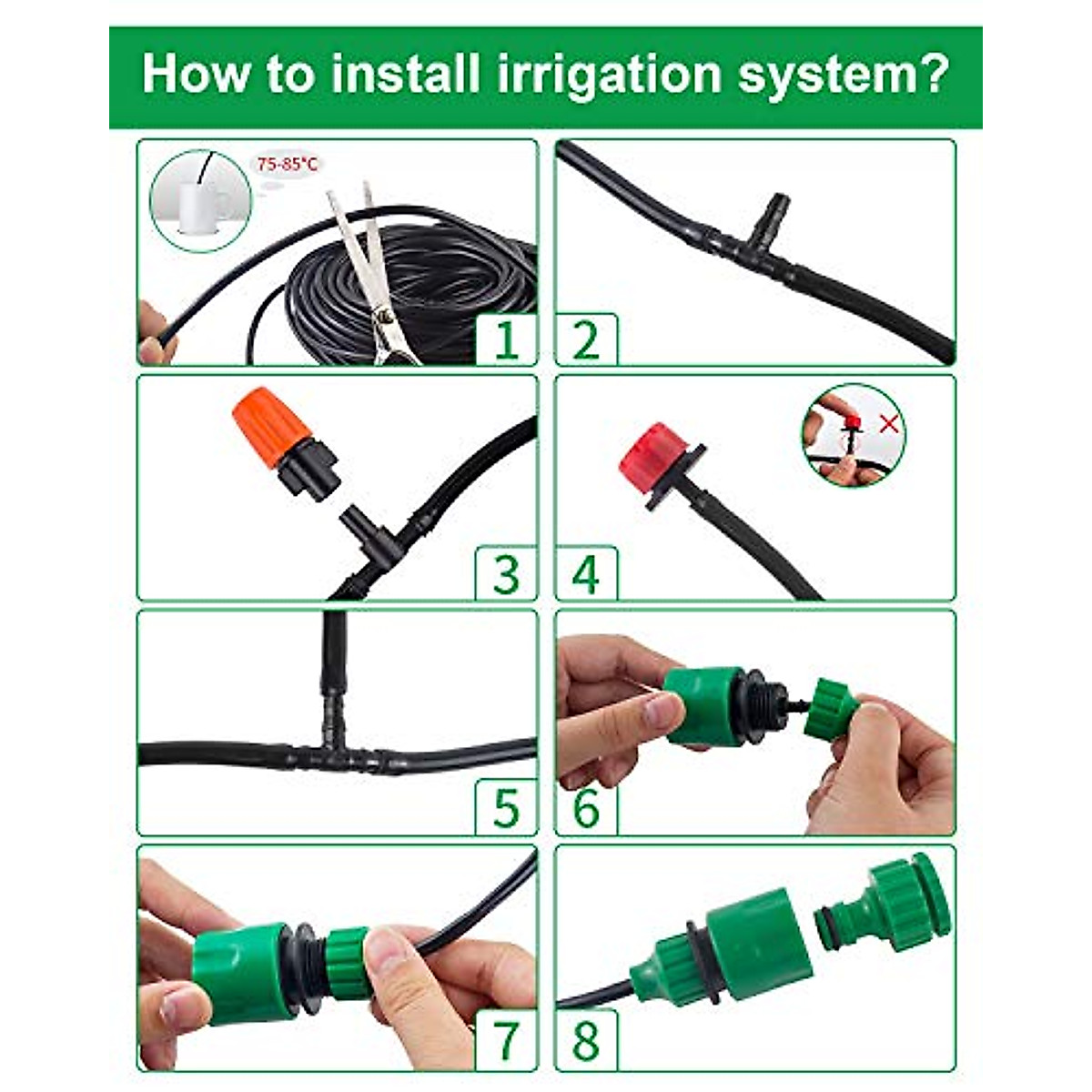 Garden 50Ft Automatic Micro Irrigation System, 1/4" Blank Distribution Plant Watering Irrigation Kit Accessories Include Atomizing Nozzle Mister Dripper for Garden Flower Bed,Patio,Lawn …