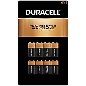 Duracell - CopperTop 9V Alkaline Batteries - Long Lasting, All-Purpose 9 Volt Battery for Household and Business - 8 Count