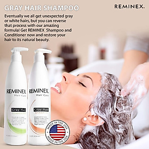 Reminex Anti Grey Hair Shampoo And Conditioner - Color Restore Set To Prevent Gray Hairs and Overall Aging of Hair - Hydrates and Promotes Hair Growth - 1 Pack