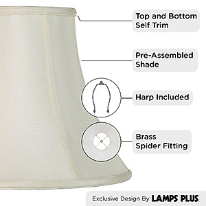 Creme Medium Bell Lamp Shade 7" Top x 14" Bottom x 11" Slant x 10.5" High (Spider) Replacement with Harp and Finial - Springcrest