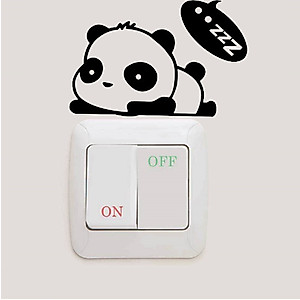 Removable Switch Sticker, 4 Pcs Cute Cartoon Pandas Wall Sticker, Light Switch Decor Decals, Family DIY Decor Art Car Stickers Home Decor Wall Art for Kids Living Room Office Decoration