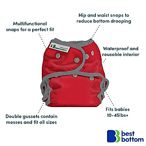 Best Bottom Bigger All in Two Diaper Cover | Adjustable Snap Cloth Diapers for Babies | Eco Friendly Reusable Diapers with Waterproof Gussets | Newborns Thru Toddlers 10-45+ Lbs. (Prickly Cactus)