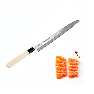 JapanBargain 1553, Japanese Sushi Chef Knife Yanagiba Sashimi Knife High Carbon Stainless Steel Blade 240mm Made in Japan, 9-1/2 inch