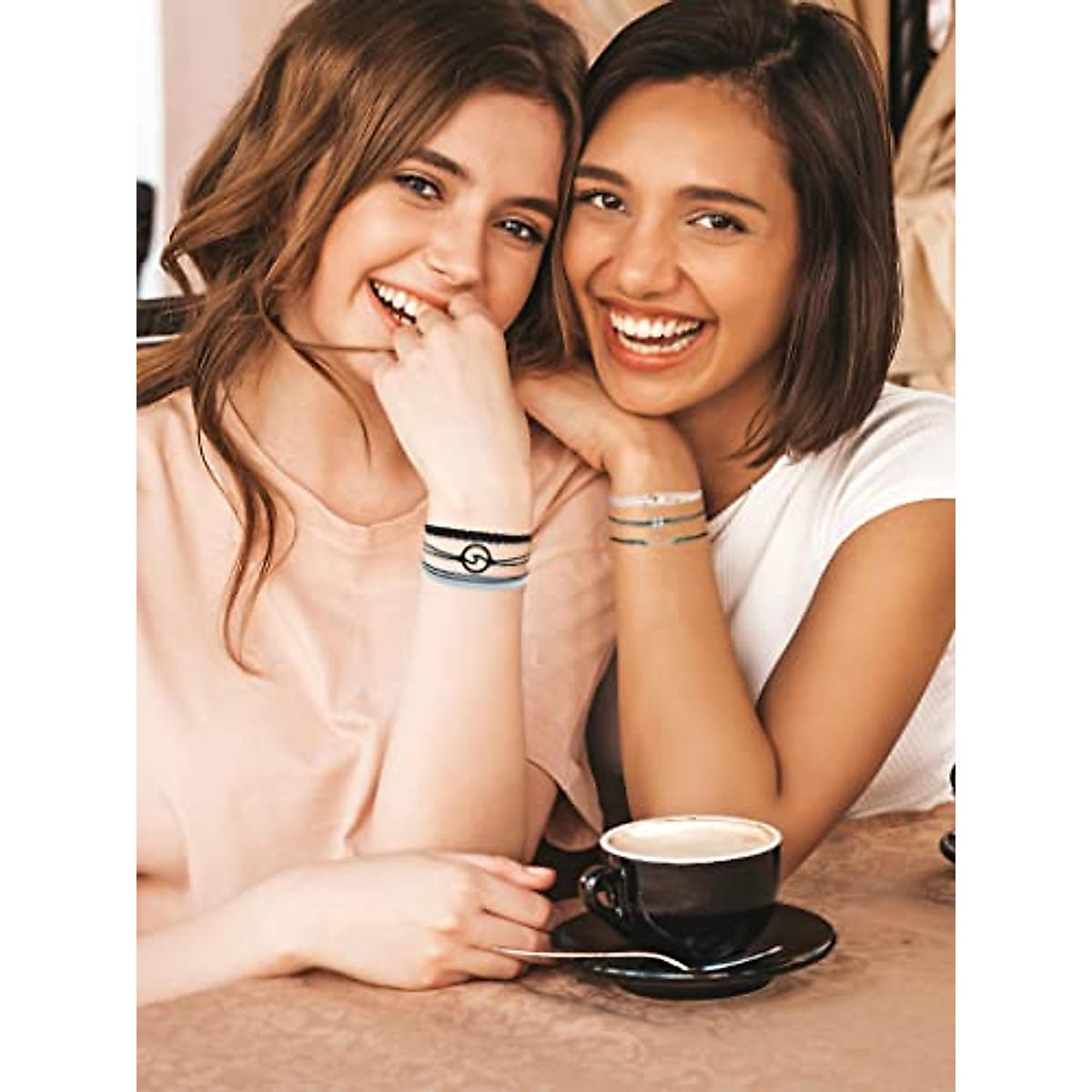 YANCHUN Aesthetic Bracelets for Teen Girls Surfer Waterproof Bracelets Anklets for Women Men (A:Blue &Black&Mountain Set)