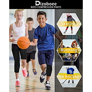 Dizoboee Youth Boys Compression Pants One Leg Short Leggings for Sports Kids Basketball Tights 2 Pack, White+Black (Left Short) S
