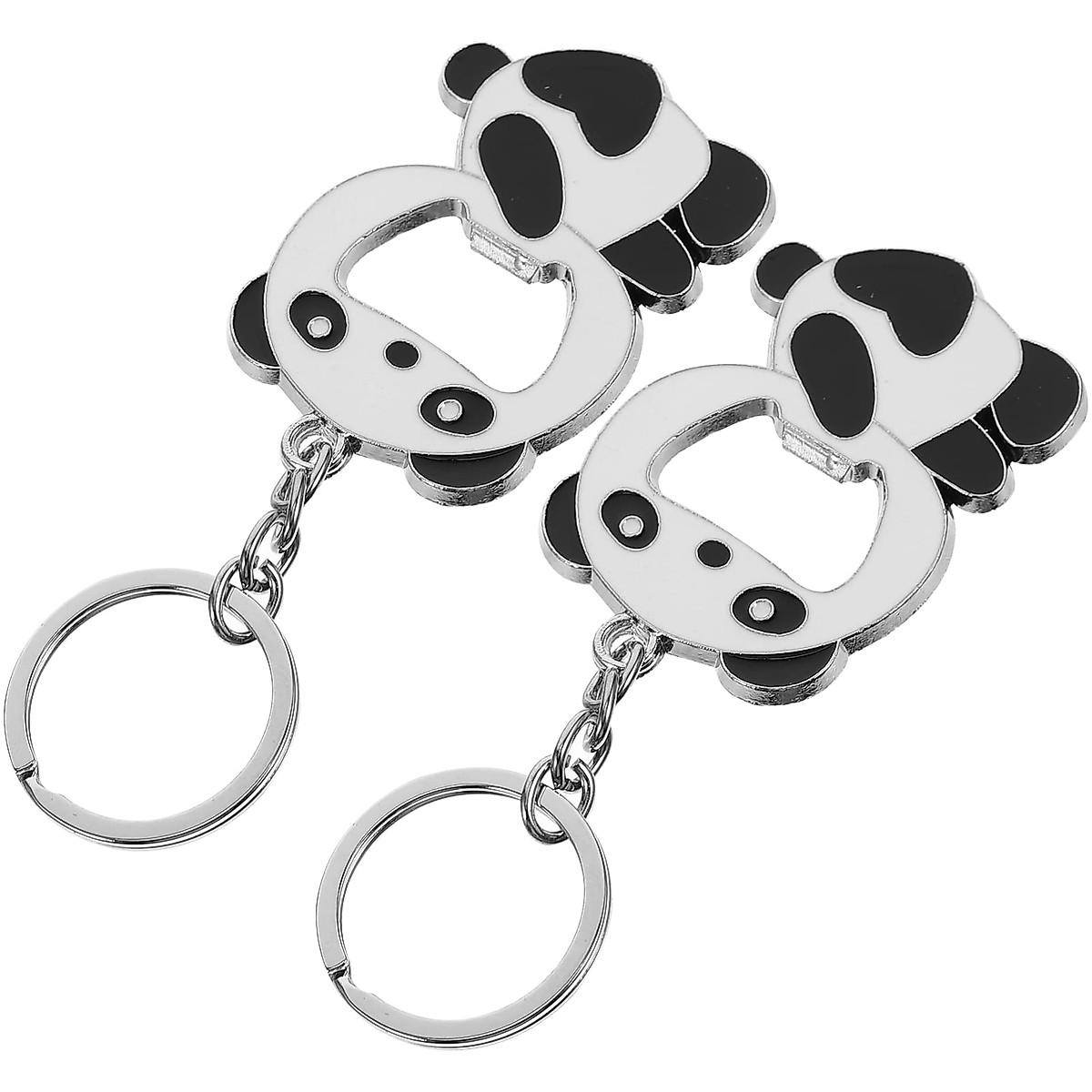BESTOYARD 2PCS Panda Bottle Opener Keychain Cute Chinese Panda Beer Beverage Bottle Opener Key Ring Novelty Animal Bottle Opener for Women and Men Gift