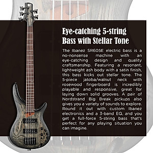 Ibanez SR Standard 5 String Electric Bass - Black Stained Burst