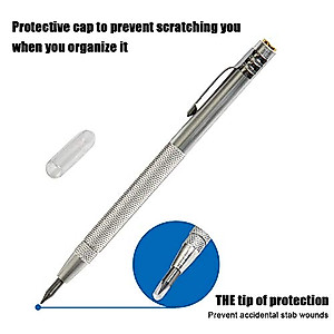 IMT Tungsten Carbide Tip Scriber 2 Pack, Aluminium Etching Engraving Pen with Clip and Magnet for Glass/Ceramics/Metal Sheet, Extra 2 Free Replacement Marking Tip