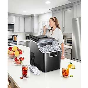 Kndko Ice Maker 45Lbs,2-Way Add Water,Self Cleaning Ice Makers Countertop,Home Ice Machine,Ice Size Control,24H Timer,Party Countertop Ice Maker for Home Bar RV,Stainless Steel Ice Maker Machine