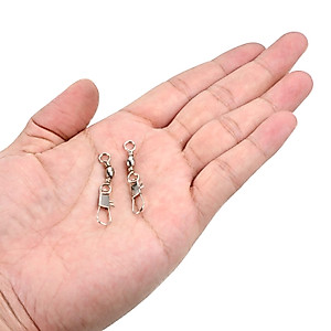 PATIKIL Fishing Barrel Swivel with Interlock Snap, 50Pcs 22lb Carbon Steel Solid Ring Terminal Tackle for Saltwater Freshwater Fishing, Silver