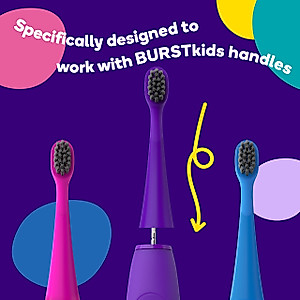 BURST Genuine Replacement Heads for Kids Electric Toothbrush (Blue/3 Pack) | Perfect Fit | Ultra Soft Bristles | 9 Months of Supply