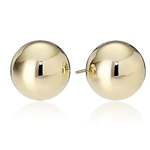 Amazon Essentials Yellow Gold Plated Sterling Silver Polished Ball Stud Earrings (10mm), (previously Amazon Collection)
