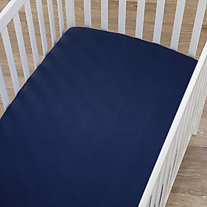 American Baby Company Supreme Fitted Crib Sheet 28" x 52", Enhanced Thickness for Soft, Breathable Neutral 100% Cotton Jersey Comfort, Navy, for Boys and Girls