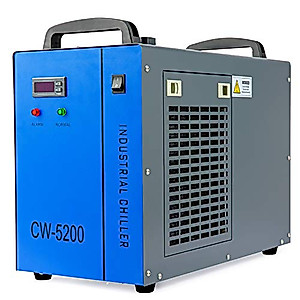 OMTech 6L Industrial Water Chiller 0.9hp 2.6gpm Water Cooling System CW-5200 Water Cooler for 60W 70W 80W 90W 100W 120W 130W 150W CO2 Laser Engraving & Cutting Machines, Cools 5200 BTU/Hour