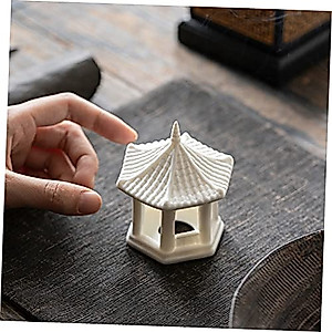 NOLITOY 3pcs Hexagonal Gazebo Ornaments Aquarium Decorations Zen Garden Decoration Fish Tank Mini Pagoda Miniature Pagoda Tabletop Accessories Mini Pavilion Ornament Ceramics Display White