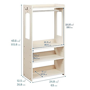 ECR4Kids TrendiTot Clothing Rack, Kids Wardrobe, White Wash