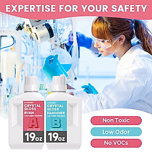 40oz Crystal Clear Epoxy Resin Kit - Non Yellowing Resin Kit for Crafts, Coating, DIY, Casting, Jewelry Making, Tumblers - 20oz Resin & 20oz Hardener with 10 pcs 8 oz Measuring Cups, Sticks and More