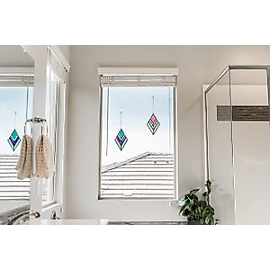 Mushroom Wreath Stained Glass Window Hanging (Turquoise) - Aesthetic Room Decor Sun Catchers for Home Decoration, Kitchen, Office, and Garden Decor. Home Decor Birthday Gift for Women