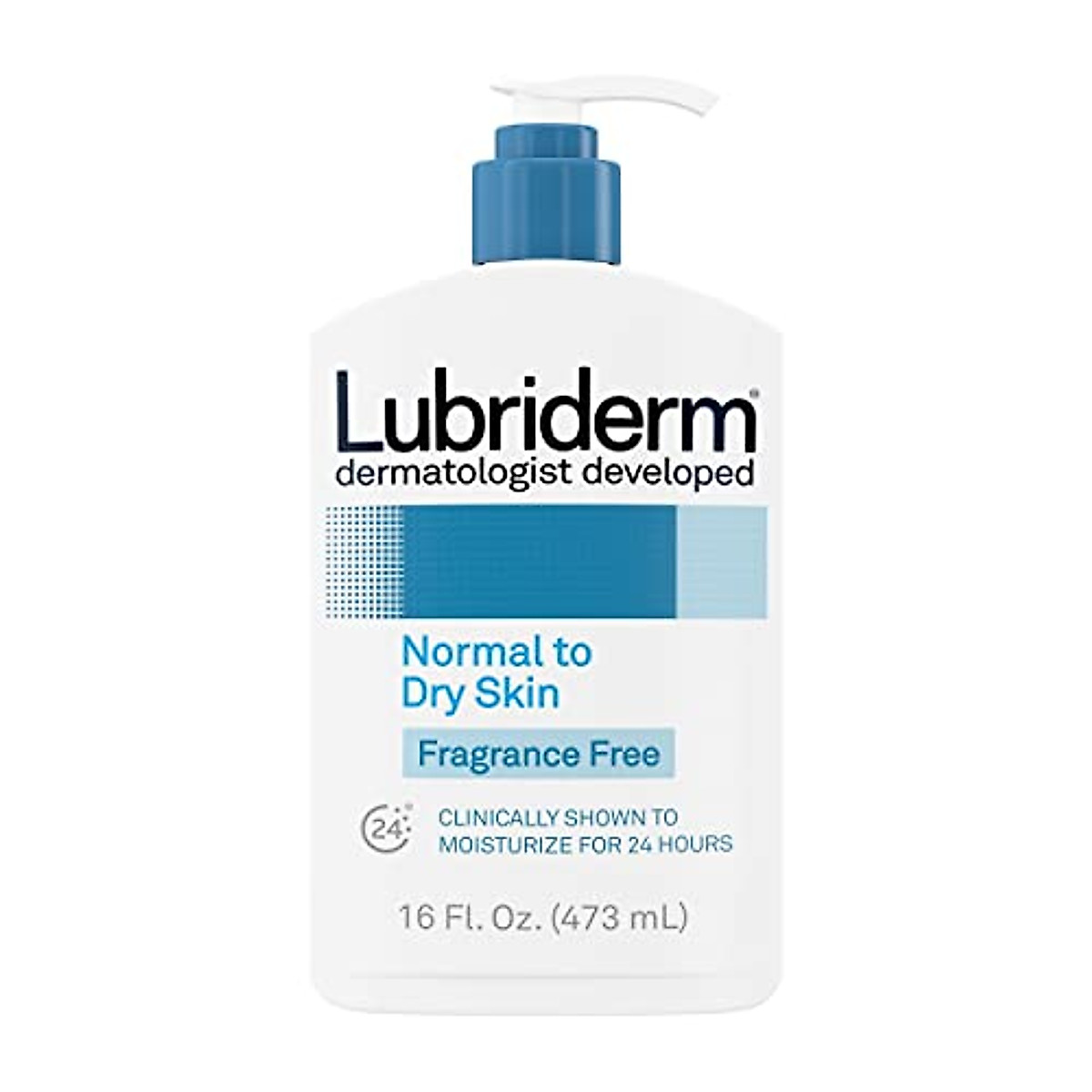 Lubriderm Daily Moisture Hydrating Unscented Body Lotion with Pro-Vitamin B5 for Normal-to-Dry Skin for Healthy-Looking Skin, Non-Greasy and Fragrance-Free Lotion, 16 fl. oz