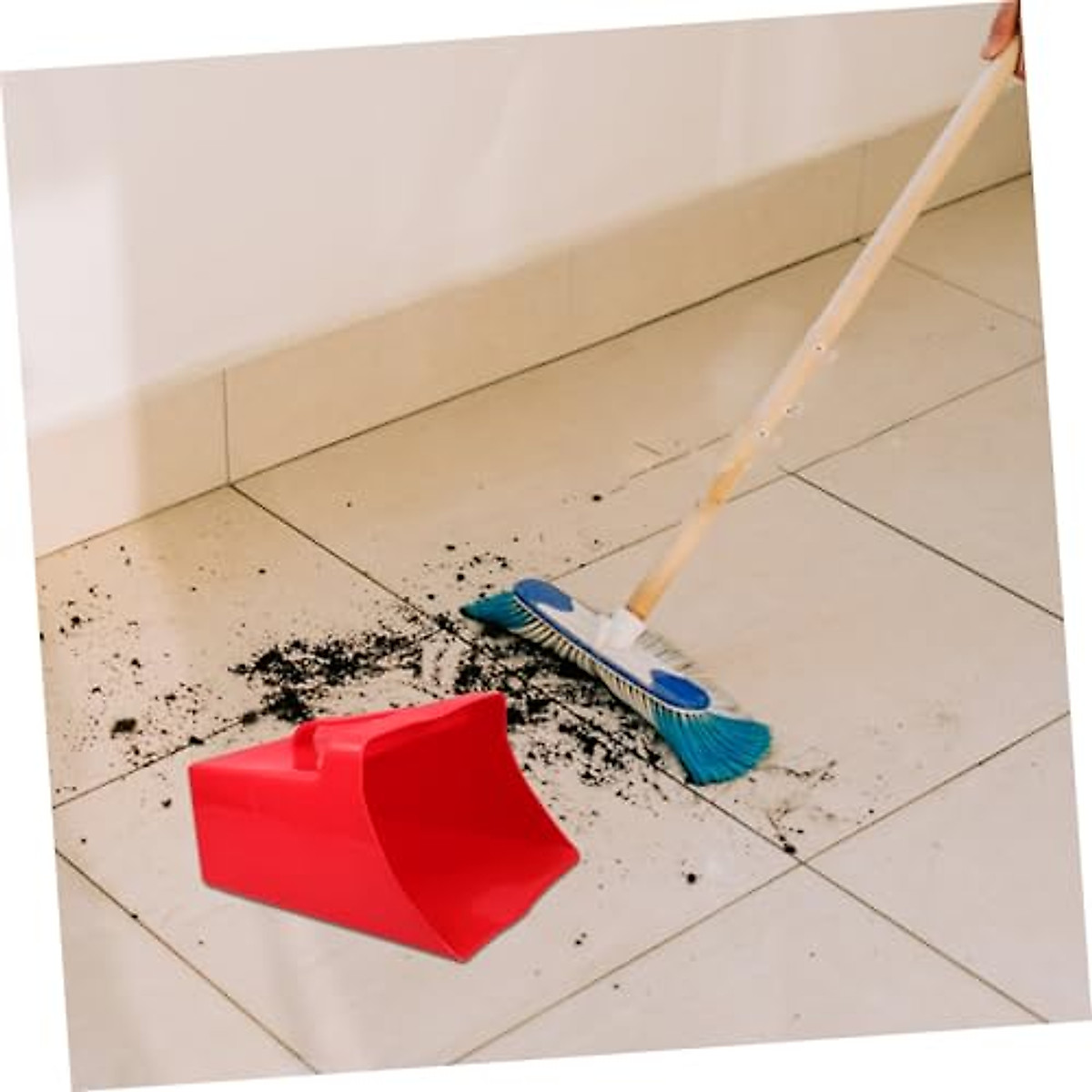 Mobestech Garbage Cleaning Dustpan Garden Dustpans Trash Cleaning Shovels Industrial Dustpan Upright Pans Kitchen Dustpans Small Dust Pan Lobby Dustpan Dust Pan for Home Cleaning Plastic Red