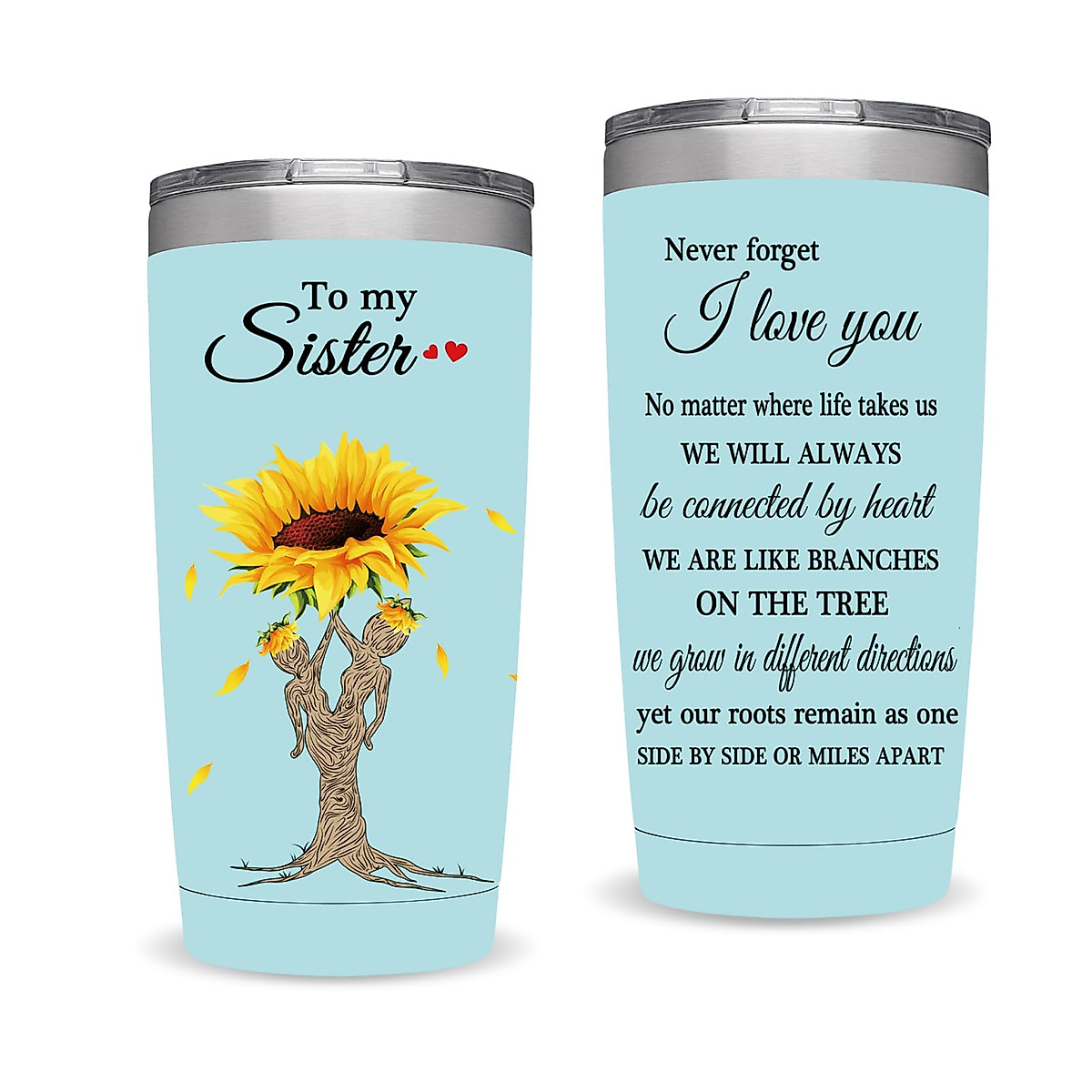 TkinTall Sister Birthday Gifts, Big Sister Gifts for Girls, Happy Birthday Gifts for Sister from Sister Tumbler 20oz, Sisters Birthday Graduation Gifts Ideas for Women, Best Sister Ever Gifts Cup