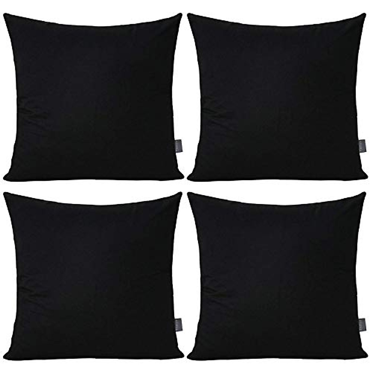 4-Pack 100% Cotton Comfortable Solid Decorative Throw Pillow Case,Thmyo Square Cushion Cover Pillowcase Sublimation Blank Pillow Covers Christmas DIY Throw Pillowcase for Sofa(18x18inch/45x45cm,Black)
