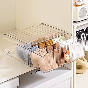 MSHOMELY Underwear Organizer, Socks Bra Underwear Drawer Organizer Dividers for Closet, 24 Cell Stackable Dresser Closet Organizer and Storage Bins for Clothing, Baby Clothes, Bra, Ties, Scarf