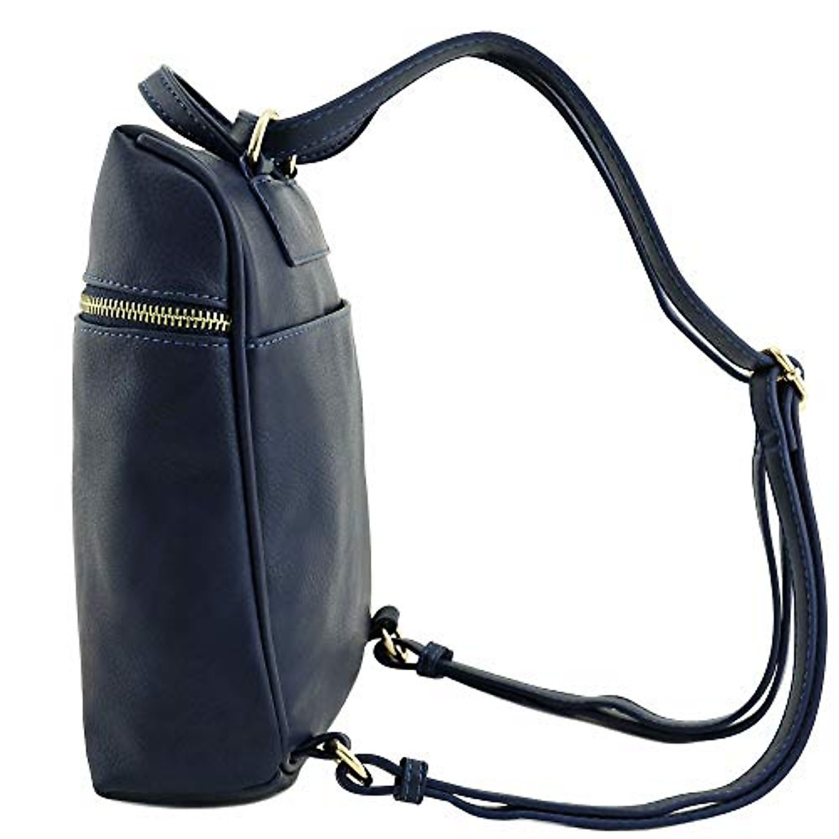 FashionPuzzle Small Versatile Crossbody Backpack (Navy)