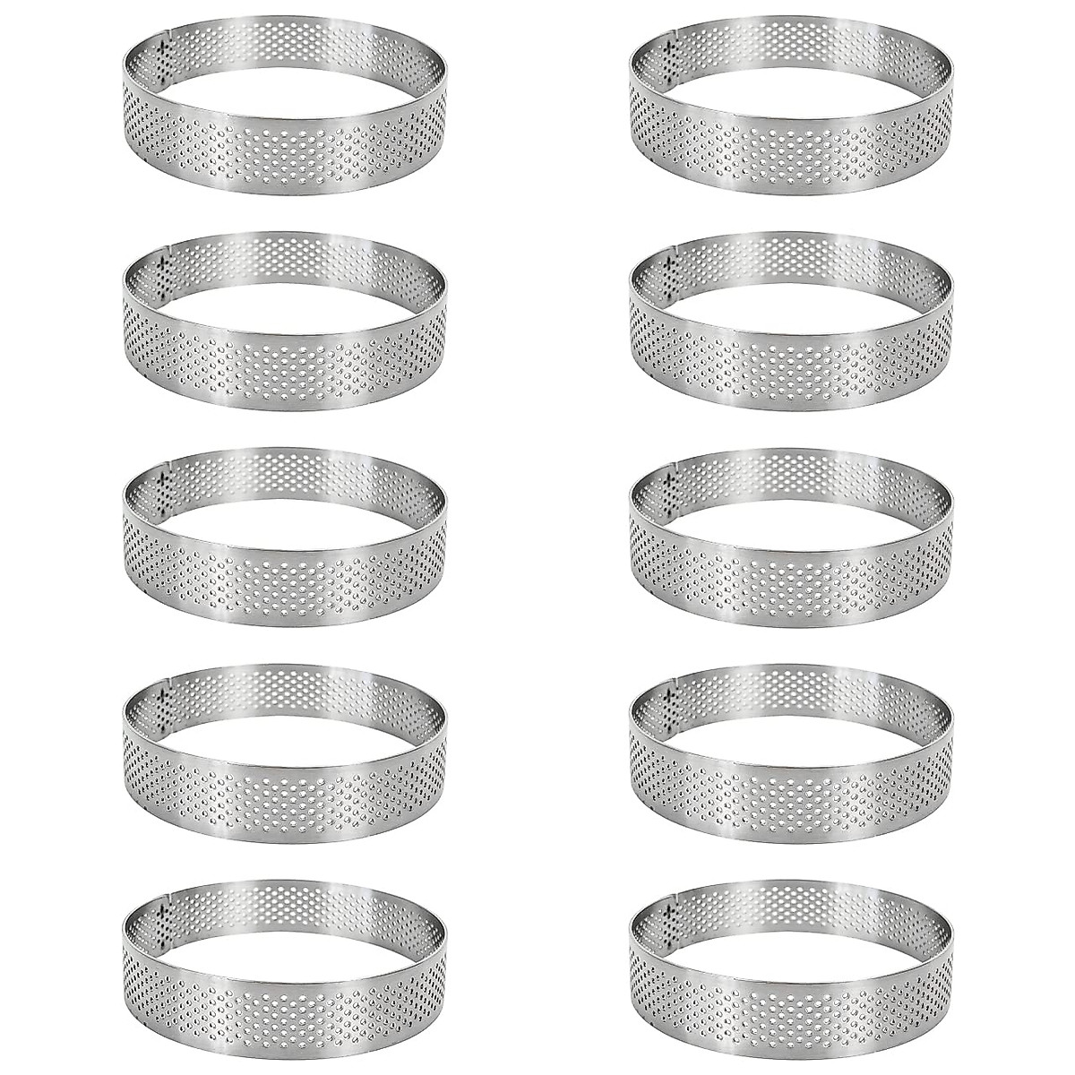 Uyauld Stainless Steel Tart Ring, 9CM Heat-Resistant Perforated Cake Mousse Ring, French Pastry Baking Mold Round Shape (10 Round 3.5 inch)